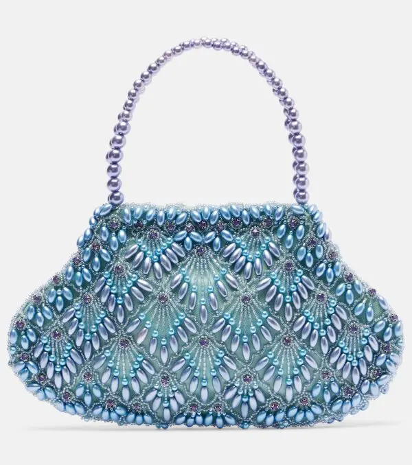 CLIO PEPPIATT Scallop Embellished Mini Tote Bag - Blue