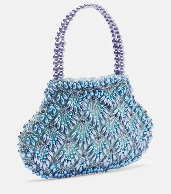 CLIO PEPPIATT Scallop Embellished Mini Tote Bag - Blue