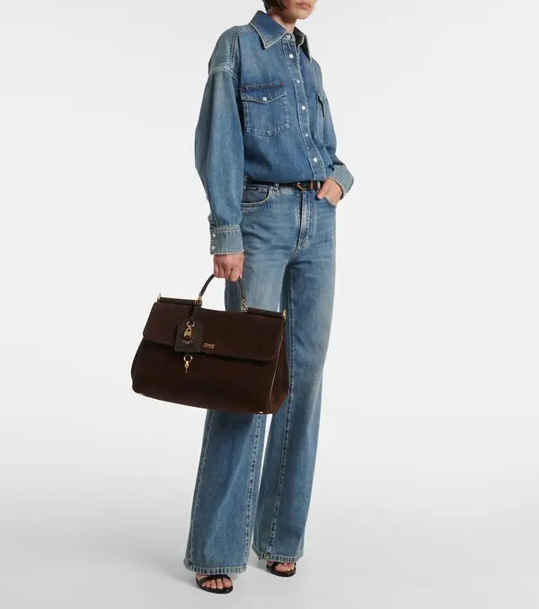 Dolce & Gabbana Sicily Large Suede Tote Bag