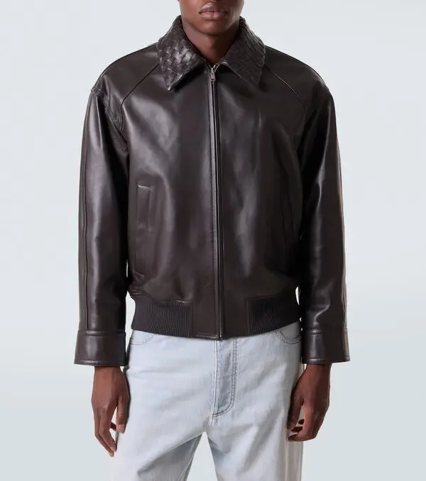 Bottega Veneta Intrecciato Leather Bomber Jacket