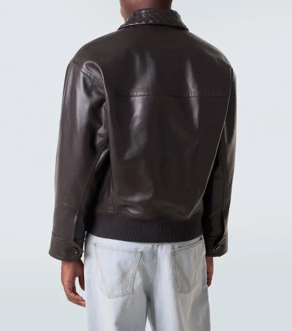 Bottega Veneta Intrecciato Leather Bomber Jacket