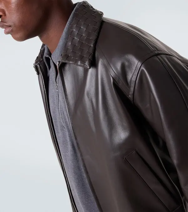 Bottega Veneta Intrecciato Leather Bomber Jacket