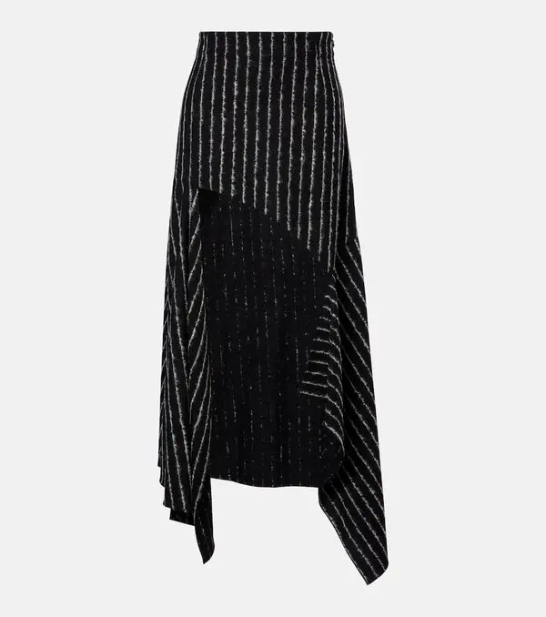 MUGLER Striped Asymmetric Maxi Skirt