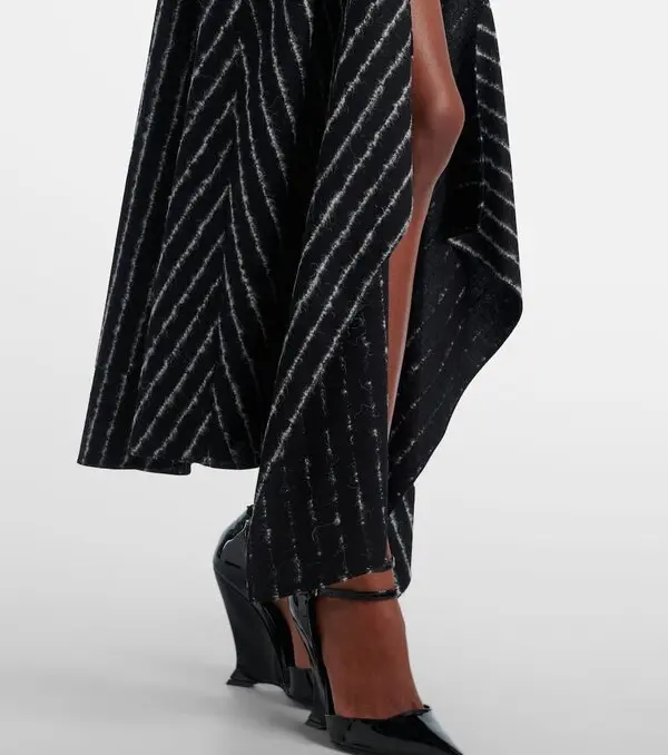 MUGLER Striped Asymmetric Maxi Skirt