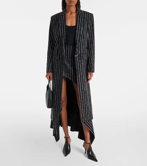 MUGLER Striped Asymmetric Maxi Skirt