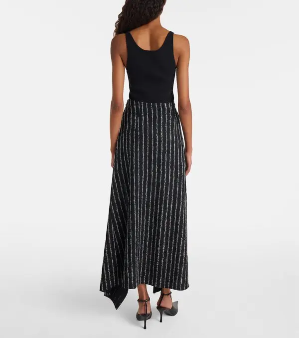 MUGLER Striped Asymmetric Maxi Skirt