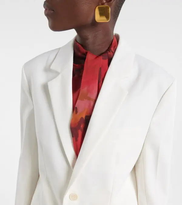 Victoria Beckham Ivory Wool-blend Blazer - White