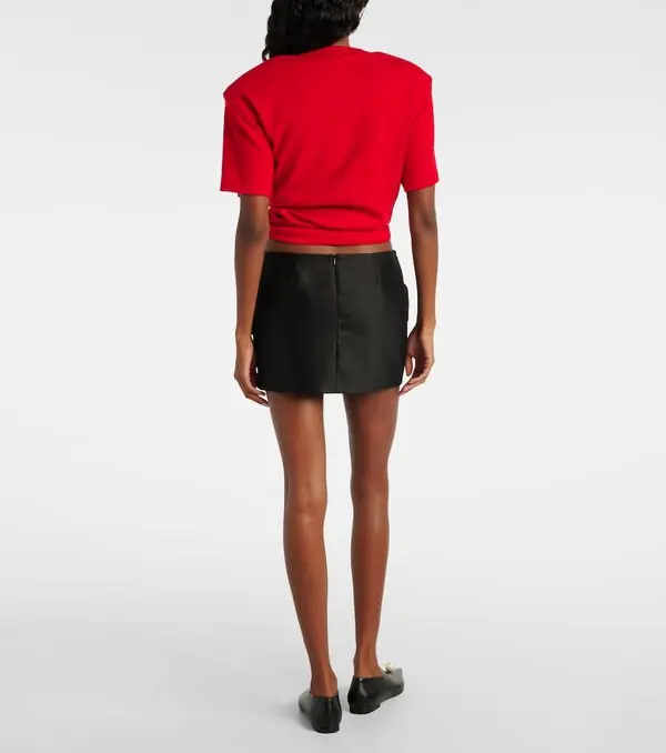 Magda Butrym Cotton Floral Appliqué Mini Skirt - Black