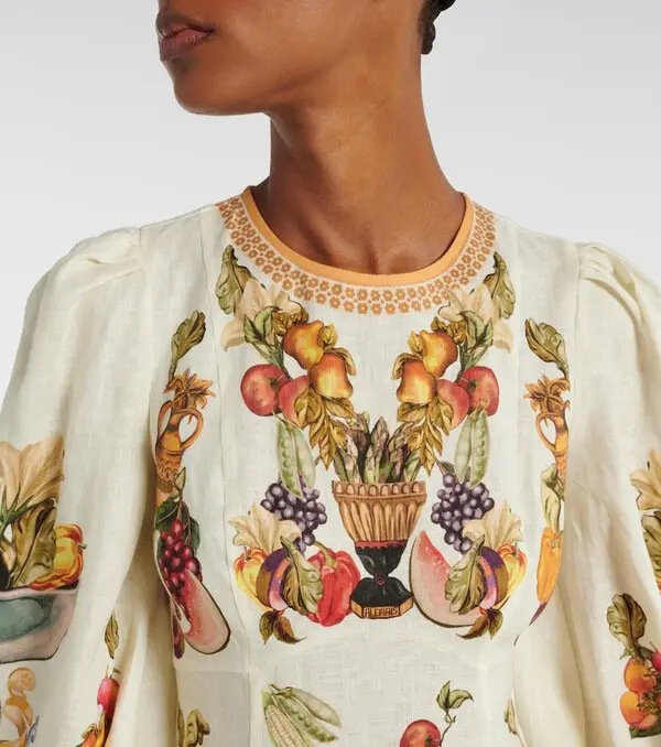ALEMAIS Alémais Mercado Printed Linen Midi Dress