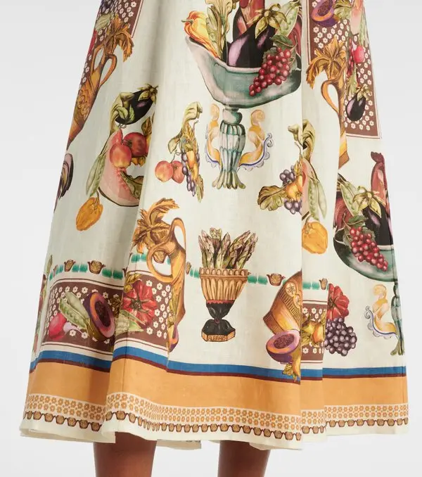 ALEMAIS Alémais Mercado Printed Linen Midi Dress