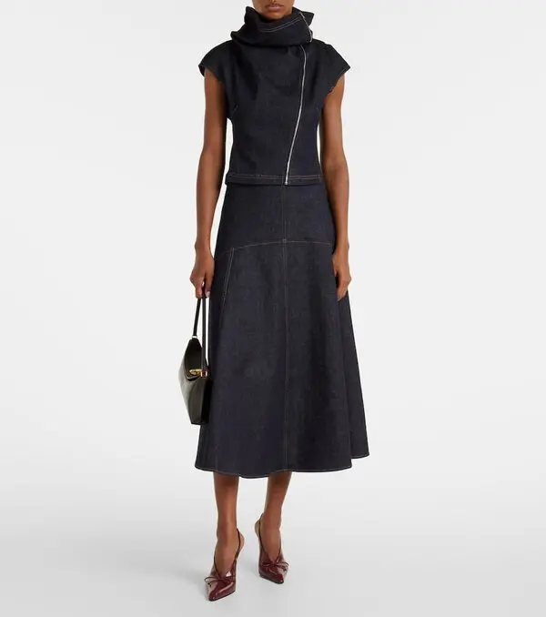 Jacquemus Triangle De-nîmes Denim Midi Skirt - Blue