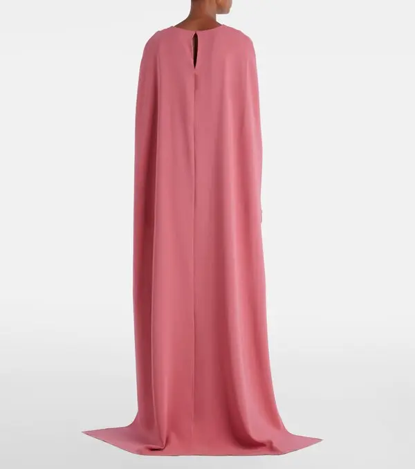 Oscar De La Renta Caped Silk-blend Gown