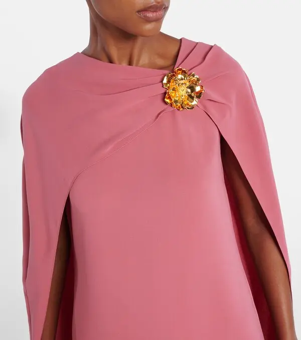 Oscar De La Renta Caped Silk-blend Gown