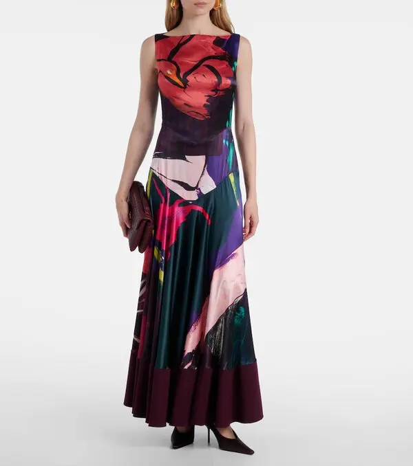 ROKSANDA Munir Printed Silk Satin Gown - Multicoloured