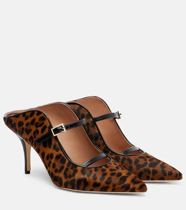 MALONE SOULIERS Gala 70 Leopard-print Calf Hair Mules - Brown