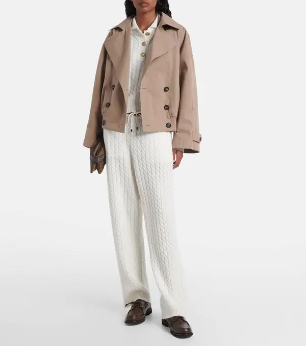 Brunello Cucinelli Cable-knit Cashmere Wide-leg Pants