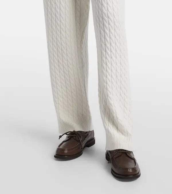 Brunello Cucinelli Cable-knit Cashmere Wide-leg Pants