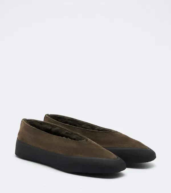Le Monde Beryl Shearling-lined Ballet Flats - Green