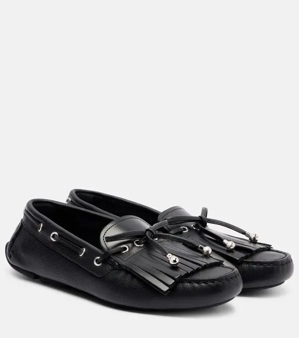 JIMMY CHOO Manon Leather Boat Shoes - Black