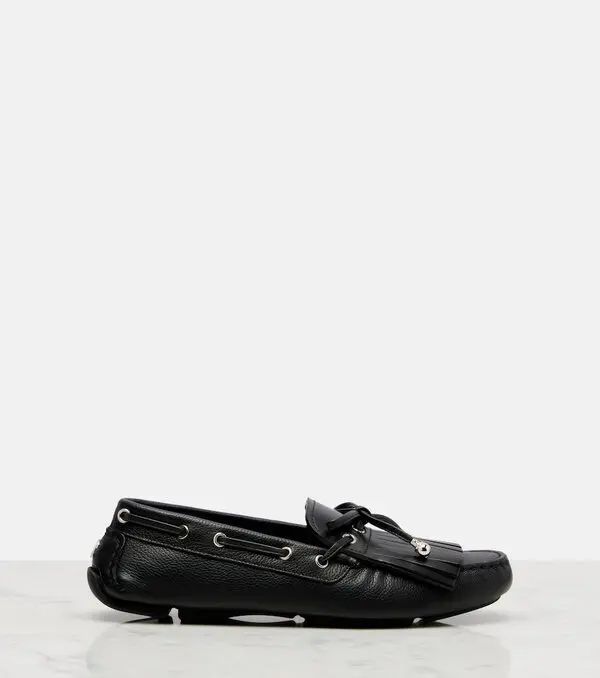 JIMMY CHOO Manon Leather Boat Shoes - Black