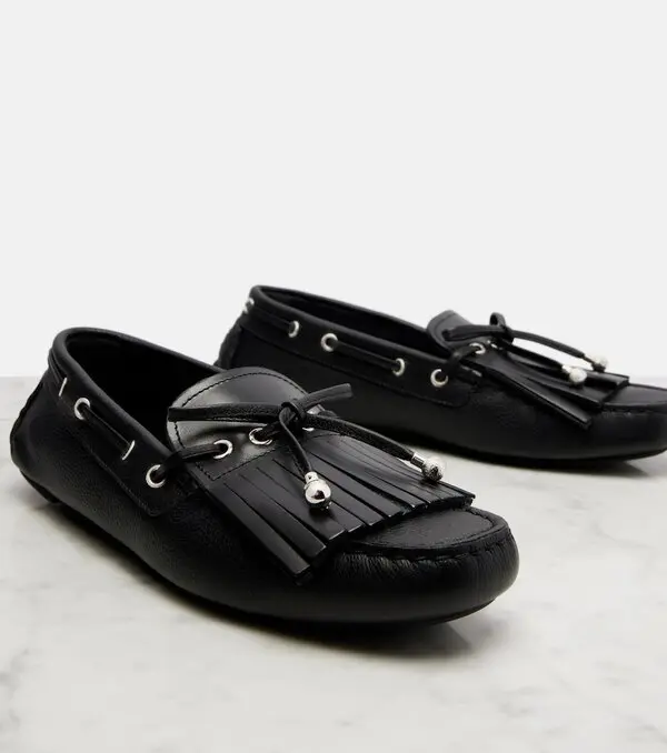 JIMMY CHOO Manon Leather Boat Shoes - Black