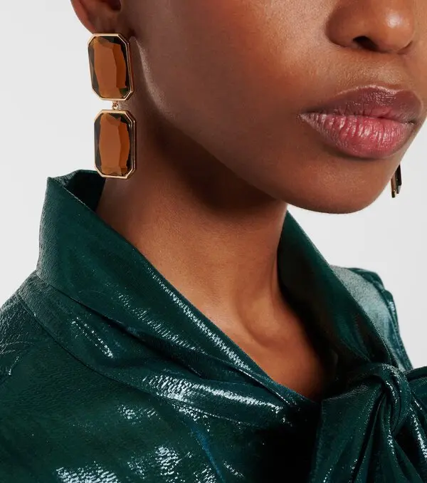 SELF-PORTRAIT Amber Gold-plated Drop Earrings