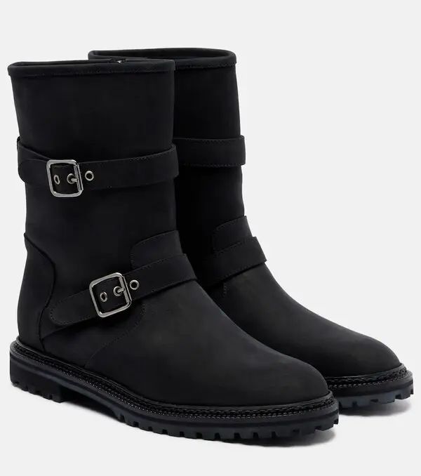 Manolo Blahnik Sulaltrosa Leather Biker Boots - Black