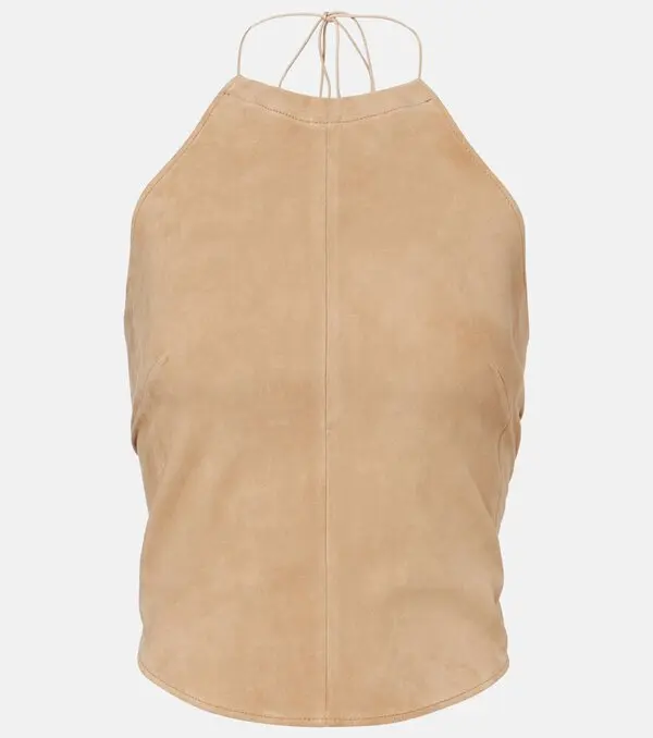 Stouls Rosie Halterneck Suede Top - Beige