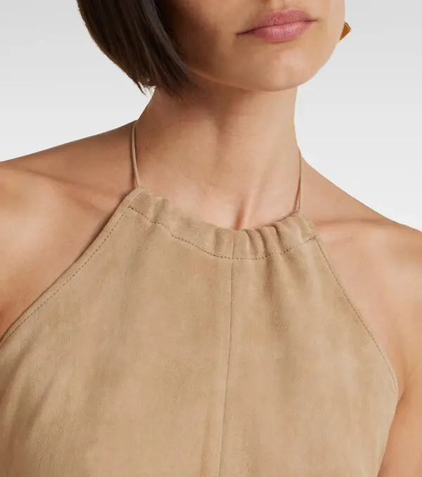 Stouls Rosie Halterneck Suede Top - Beige
