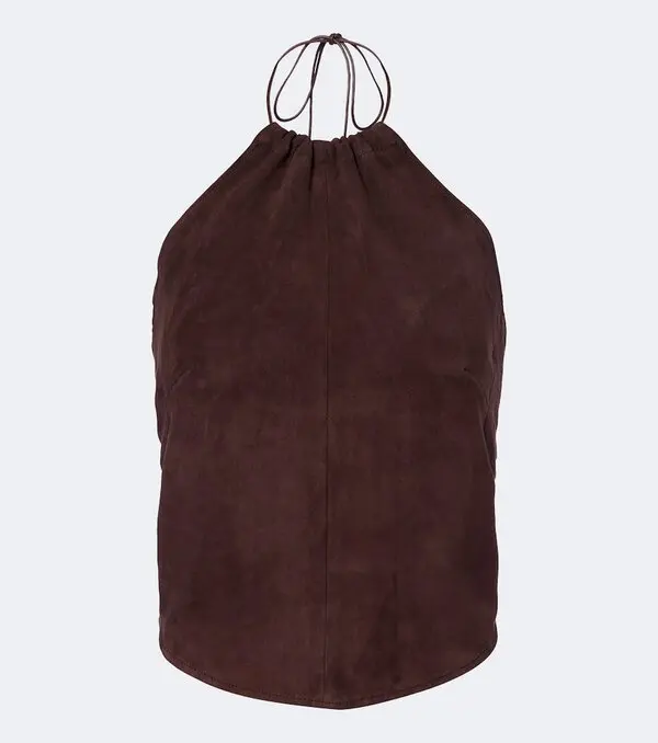 Stouls Rosie Halterneck Suede Top - Brown