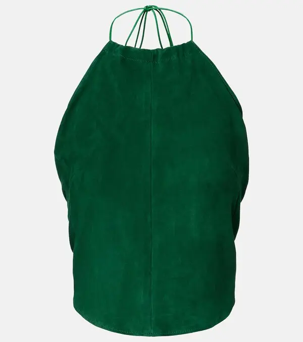 Stouls Rosie Halterneck Suede Top - Green