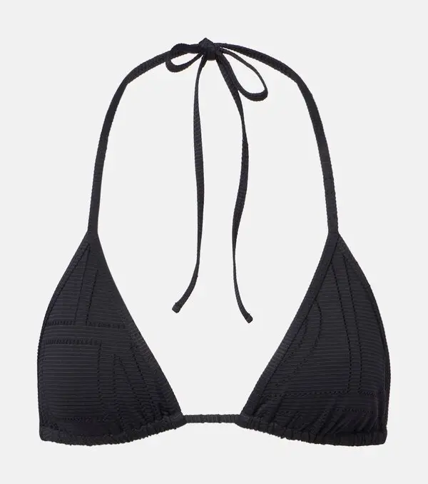 TOTEME Monogram Pointelle Bikini Top - Black
