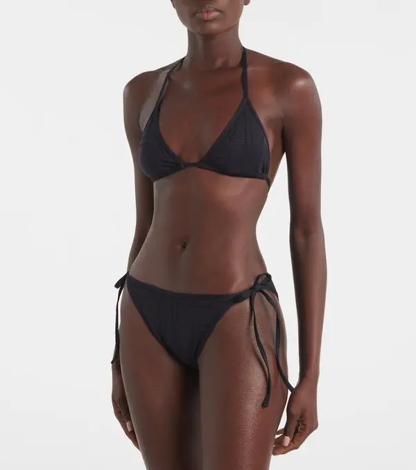 TOTEME Monogram Pointelle Bikini Top - Black