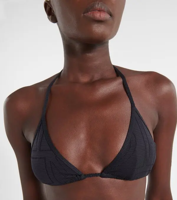 TOTEME Monogram Pointelle Bikini Top - Black