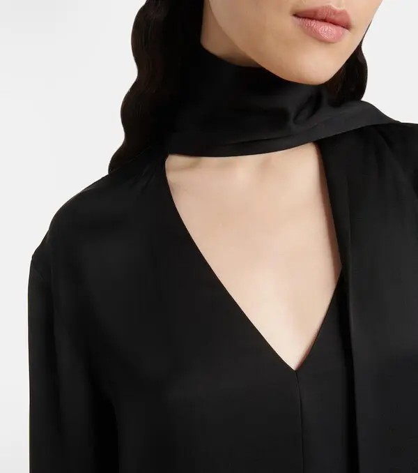 JOSEPH Scarf-detail Silk Blouse
