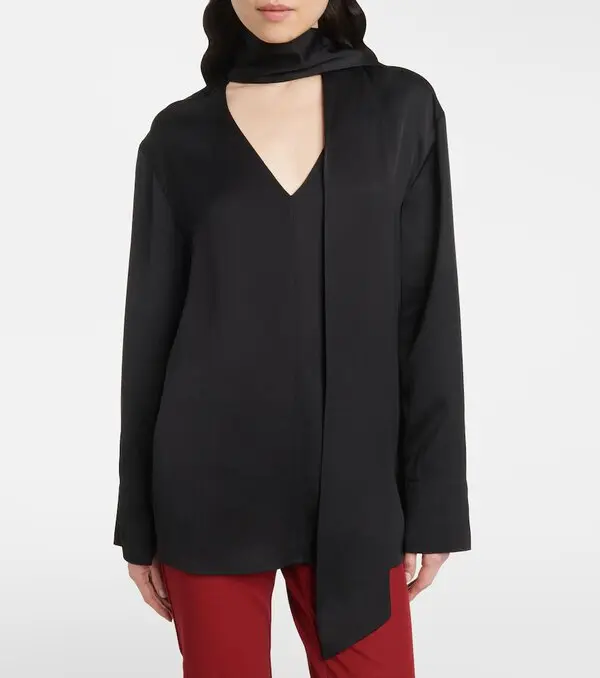 JOSEPH Scarf-detail Silk Blouse