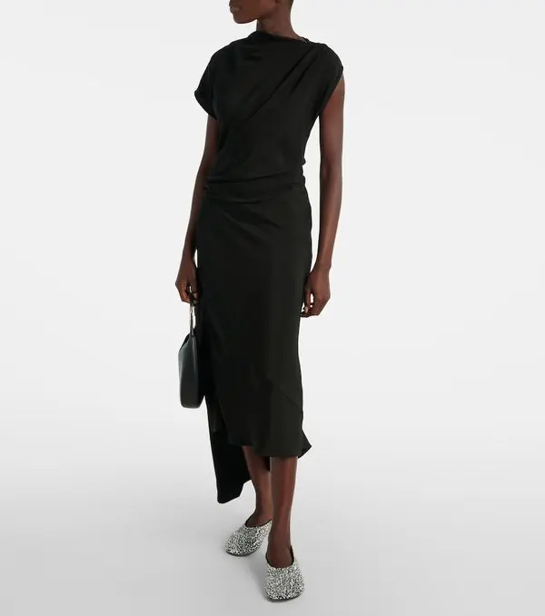 Proenza Schouler Hallie Draped Midi Dress - Black