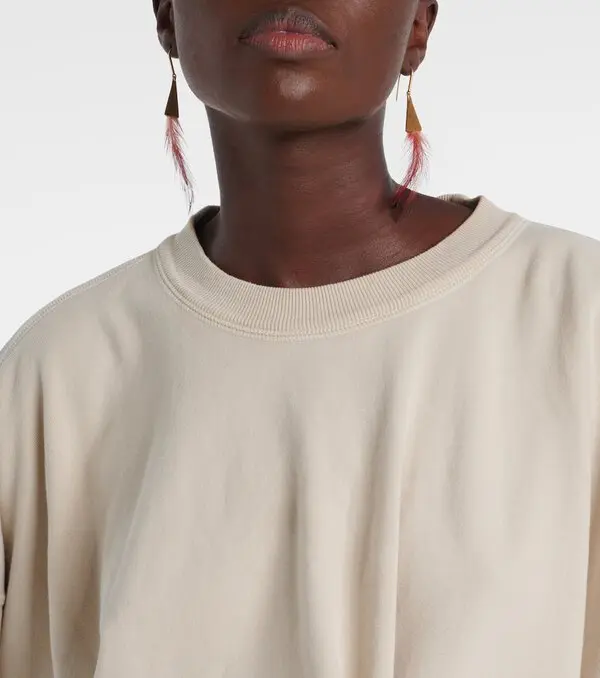 MARANT ETOILE Draped Cotton Jersey Sweatshirt Dress - Beige