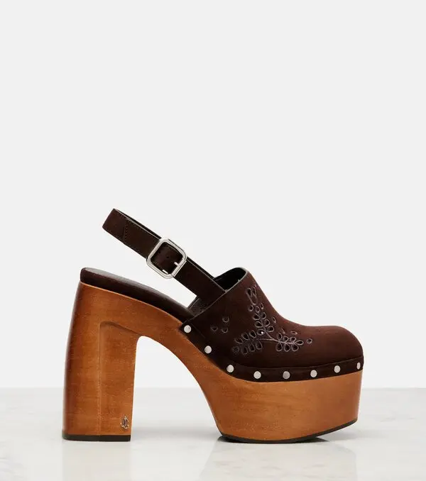 JIMMY CHOO Alida 135 Suede Platform Clogs