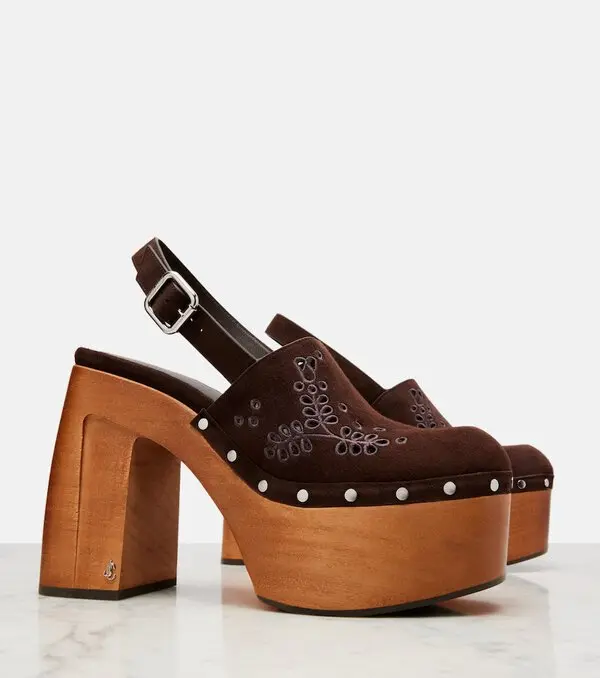 JIMMY CHOO Alida 135 Suede Platform Clogs