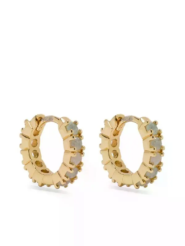 RYENN'S EYES Aventurine Huggie Hoop Earrings - Gold