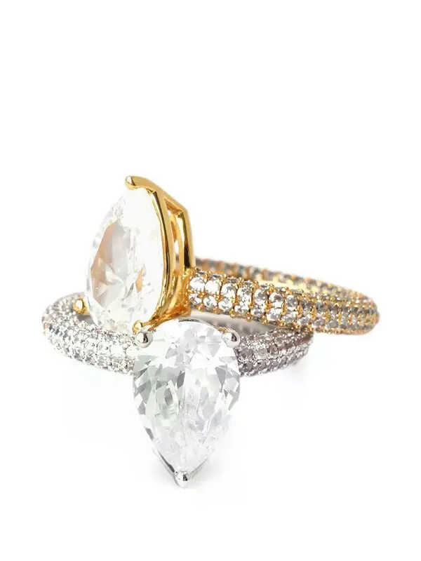 IZABEL DISPLAY Mega Drop Pear-cut Pavé Ring - White