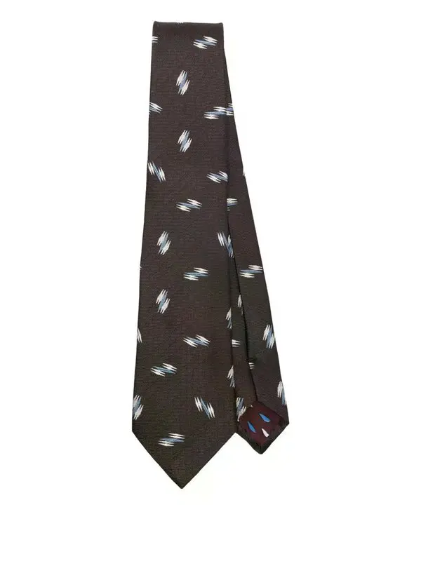 Paul Smith Abstract-pattern Silk Tie - Brown