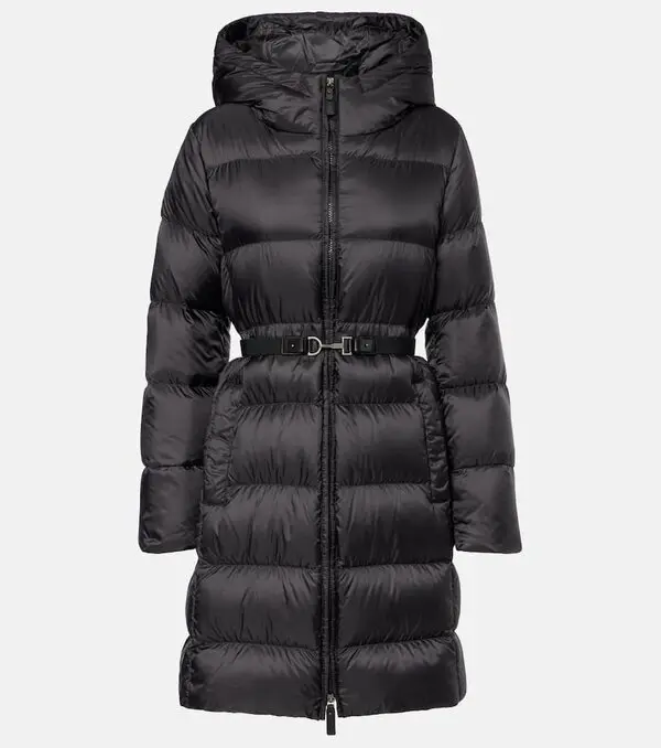 Max Mara Quilted Down Coat With Belt - Black