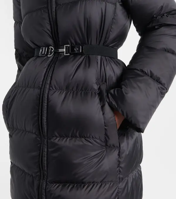 Max Mara Quilted Down Coat With Belt - Black