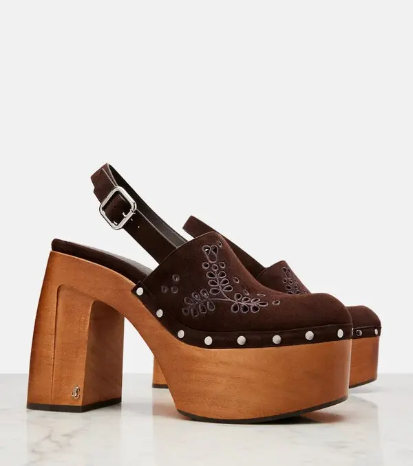 JIMMY CHOO Alida 135 Suede Platform Clogs
