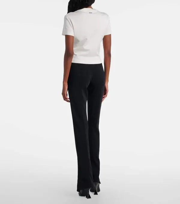 MUGLER Embellished Cotton Jersey T-shirt - White