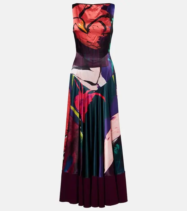 ROKSANDA Munir Printed Silk Satin Gown - Multicoloured