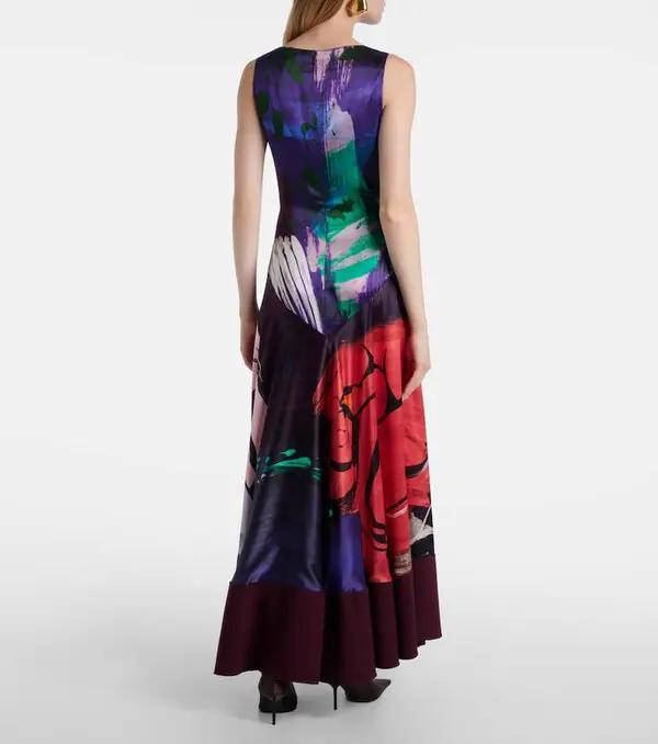 ROKSANDA Munir Printed Silk Satin Gown - Multicoloured