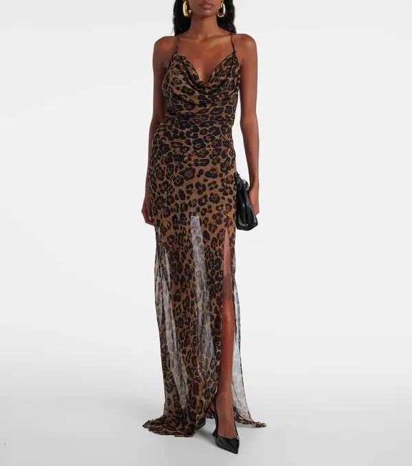 Blumarine Leopard-print Silk Maxi Dress